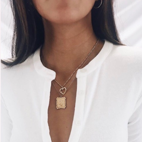 Jewelry | Rose Square Medallion Pendant Minimal Necklace | Poshmark